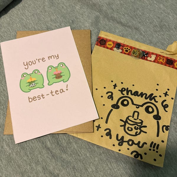 Greeting Card, Best Friend Card, Cute Boba Card, Greeting Card, Cute Card, Milk Tea Greeting ...