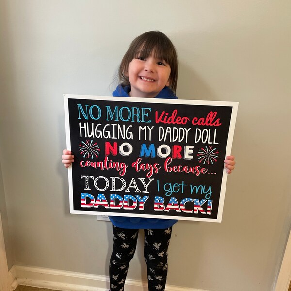 Welcome Home Daddy Sign Homecoming Kids Back From Deployment Sign ...