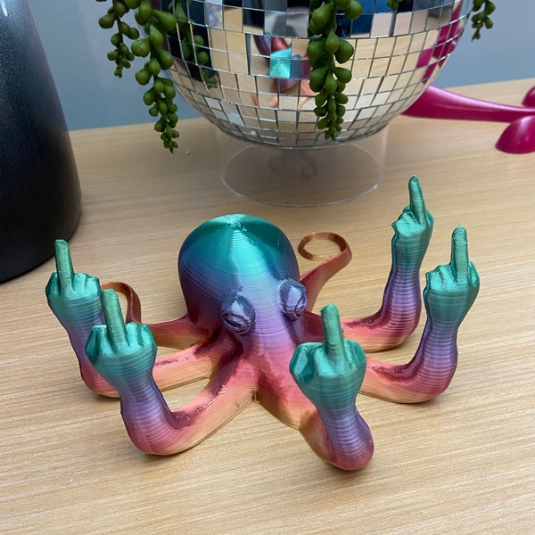 Angry Octopus Fucktopus Middle Finger Dickasaurus Rex Bachelorette ...