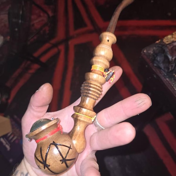 Odin the Wanderer Ansuz Rune Wood Pipe / Wooden Viking Thor Frigga ...