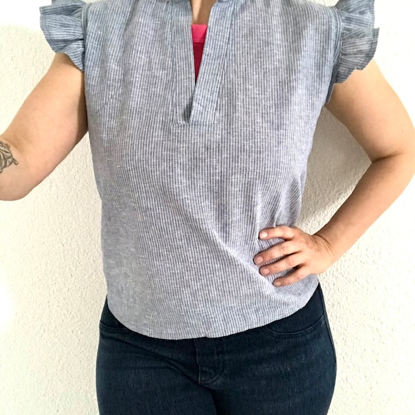 Blouse Sewing Pattern, XS- XXL, Top Blouse Pattern PDF, Ruffled Blouse ...