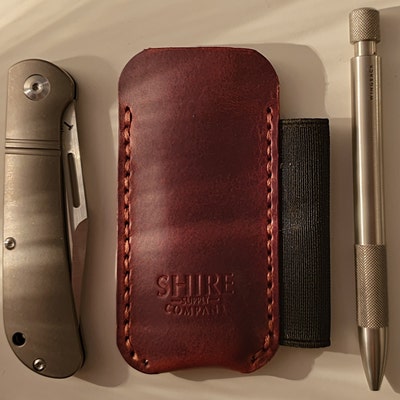 Leather EDC Single Knife Slip Plus Pen Holder, EDC Pouch, Pocket ...