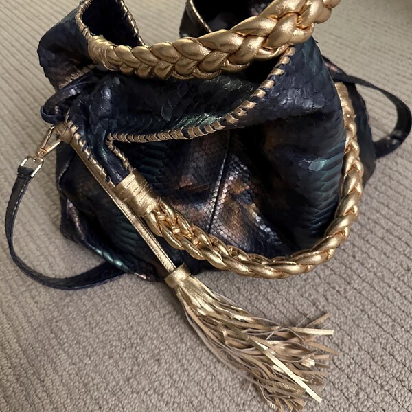 Blue Bag #python Bag #snakeskin Purse #gift for Her #fashion Bag #blue ...