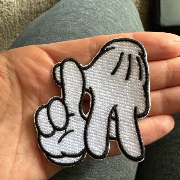 LA Los Angeles Fingers Sign Patch Hands White Gloves Embroidered Iron ...