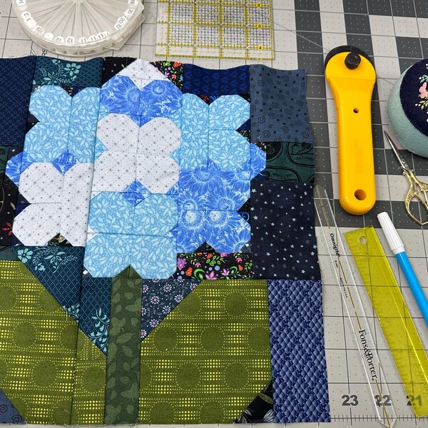 Hydrangea Quilt Block Pattern Spring Summer Garden Flower PDF ...