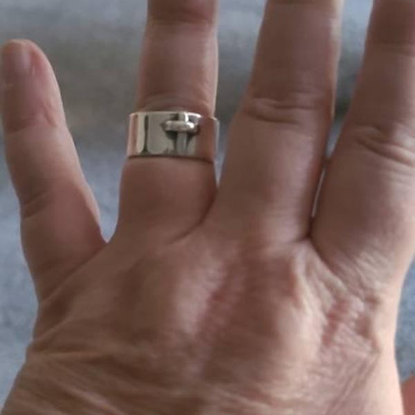 Hammered Spinner Ring, Two Tone Spinner Ring, 13 Mm Wide Band Ring, 925 ...