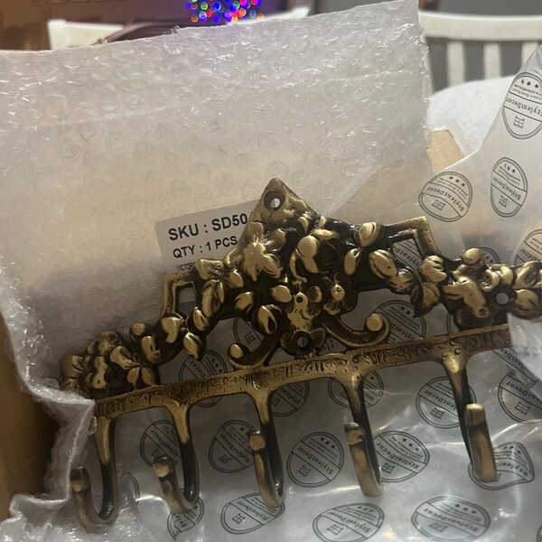 Antique Brass Victorian Floral Brass Hooks / Vintage Wall Hooks Hangers ...