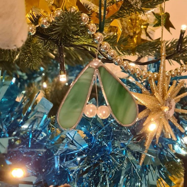 Stained Glass Mistletoe Ornament - Etsy UK
