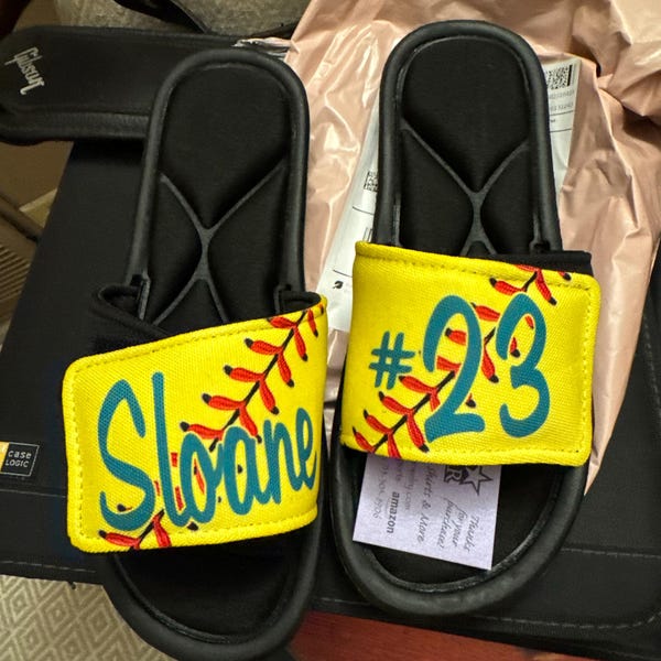 Custom Softball Slides Flip Flops Sandals for Youth and Adults ...