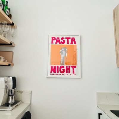 Pasta Night Poster Spaghetti Poster Food Print Modern Kitchen Decor ...