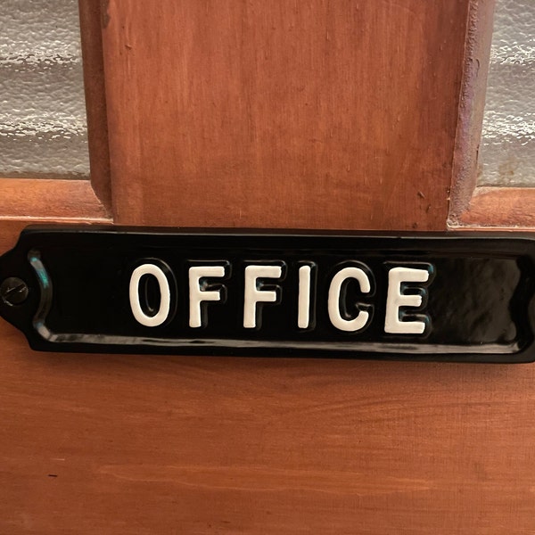 Vintage Office Sign - Solid Cast Metal Sign Office Black & White ...