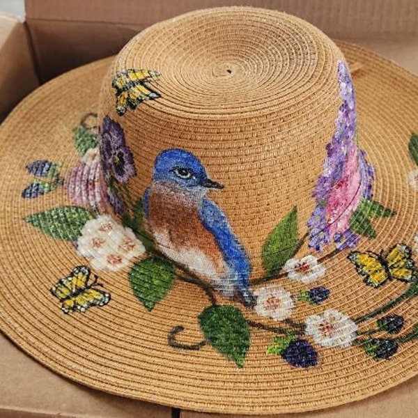 Hand-burned Wide Brim Vegan Suede Hat Black and Turquoise With Genuine ...