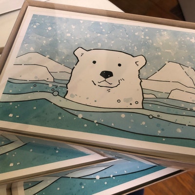 Polar Bear Holiday Card Set 10 Illustrated Cards Winter Animal ...