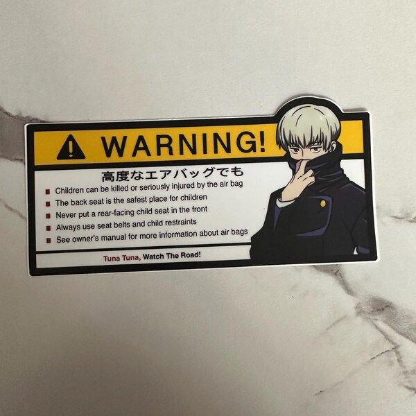 Anime Warning Sticker, Sorcery Anime, Airbag Warning Sticker, Visor ...