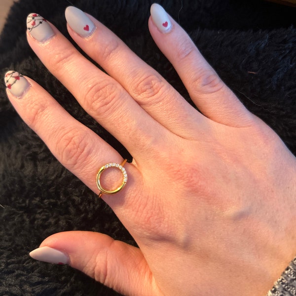 Pave Open Circle Ring by Caitlynminimalist • Gold Karma Ring • Geometric Minimalist Ring ...