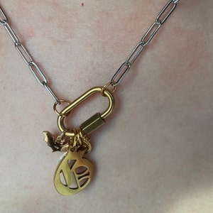 Puffy Initial Mini Bubble Letter Gold Filled Chain Necklace Stainless ...