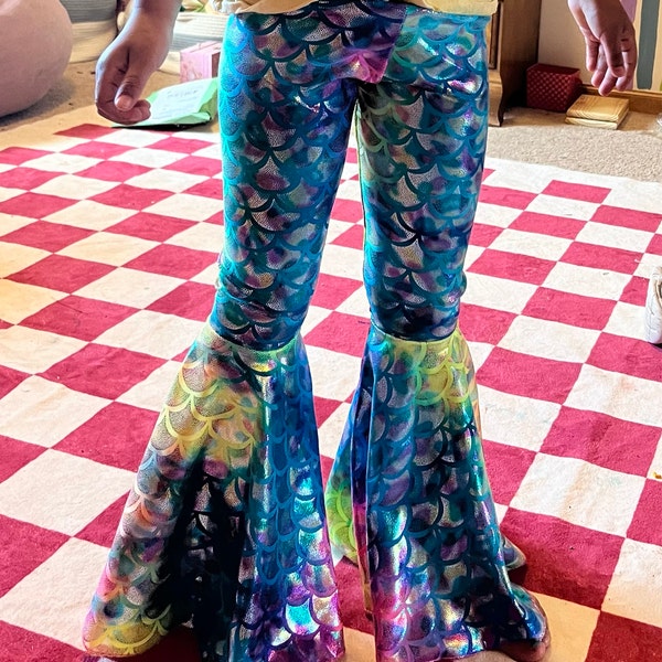 15 Colors! Kids Mermaid Bell Bottoms Mermaid Pants Leggings Gymnastics ...