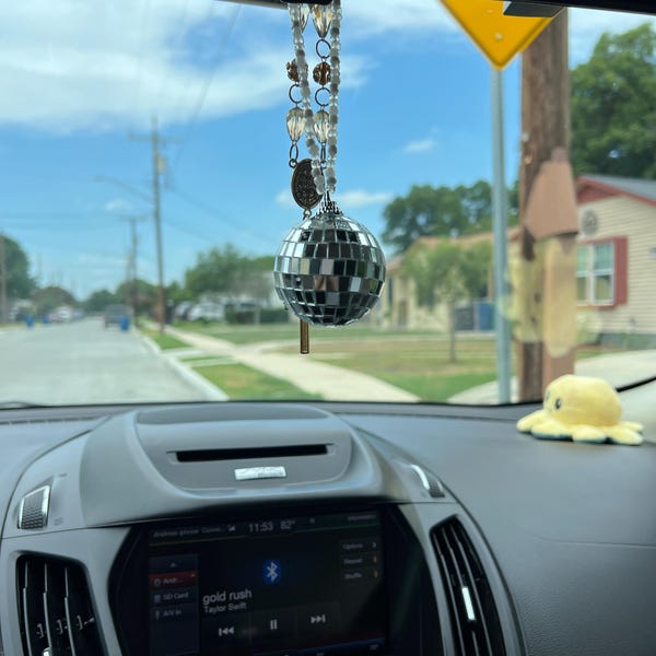 Disco Ball Car Charm Beaded Disco Ball Car Charm Beaded Car Accessories ...