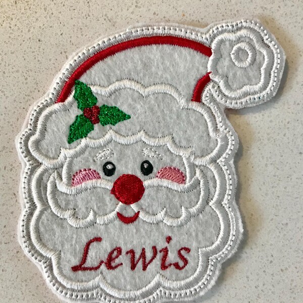 Santa Bag Tag - Santa Bag Tag in the Hoop Applique Embroidery Design ...