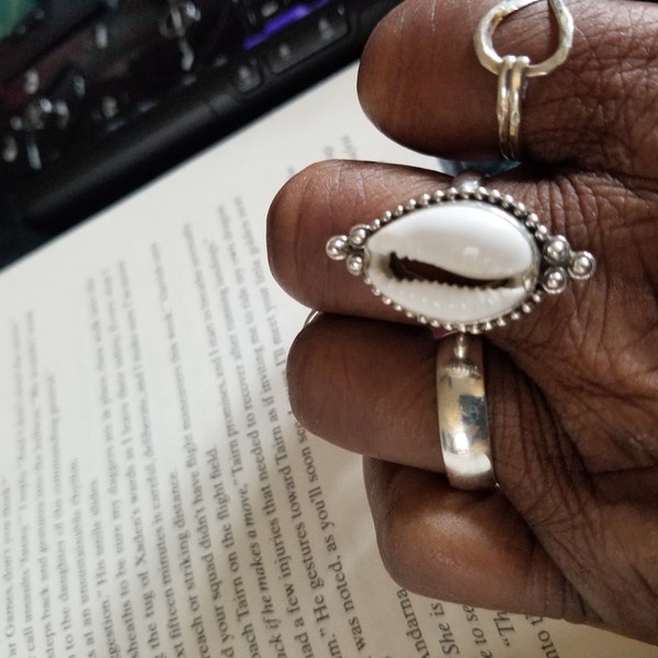 Cowrie Shell Ring, Ocean Ring, Sterling Silver Ring for Women, Bohemian ...
