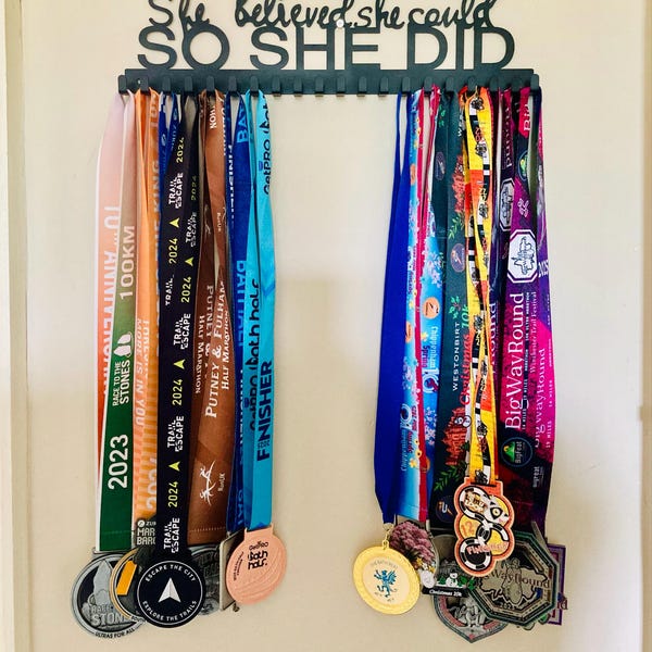 Medal Hanger Display Trophy Shelf - Sports Medal Display Rack With ...