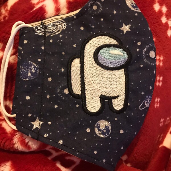 Among Us Embroidered Reusable Face Mask made With Galaxy Cotton Fabric ...