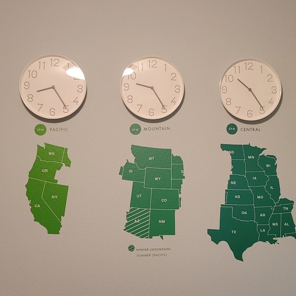 United States Time Zone Map Wall Decal – Multicolor Vinyl Art - Etsy