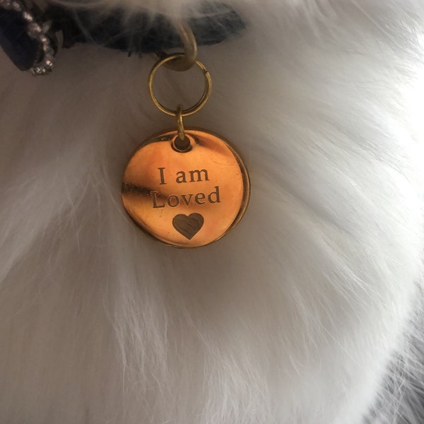 I Am Loved Custom Engraved Cat I.D Tag in Gold, Rose Gold, Silver or ...
