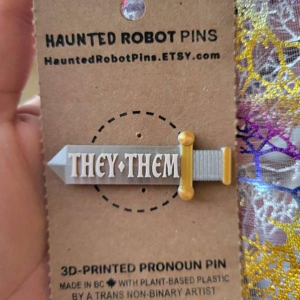 Vinyl Record Pronoun Pin | Custom 3D Printed Retro Music Media Lover ...