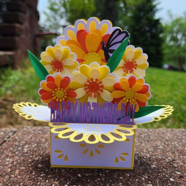 Sunshine Bouquet Card in A Box 3D SVG - Etsy