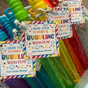 End of School Bubble Tags Summer Vacation Bubble Favor Tag Classmate ...