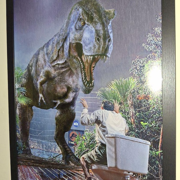 Jurassic Park Toilet Scene Print - Tyrannosaurus Rex - Funny Bathroom ...