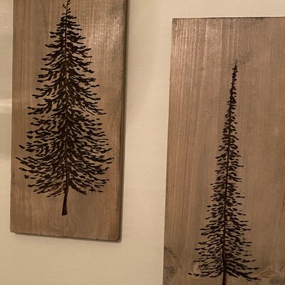 3 Evergreen Trees Rustic Wood Wall Art - Etsy