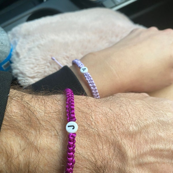 Set of 2 Personalized Initial Bracelets | Custom Partners Bracelet | Couple Bracelet | Matching ...