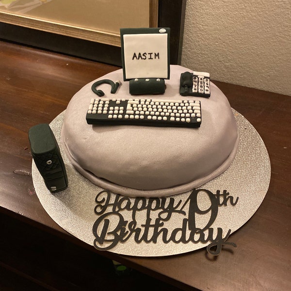 Fondant Computer Cake Topper, Programmer Birthday, Programmer ...