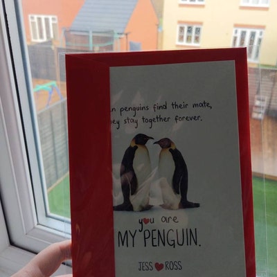 Penguin Valentines Card / Personalised Romantic Valentine's Day Card ...