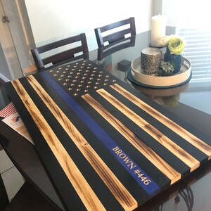 Thin Blue Line Wood Flag Police Blue Line Flag Wooden - Etsy