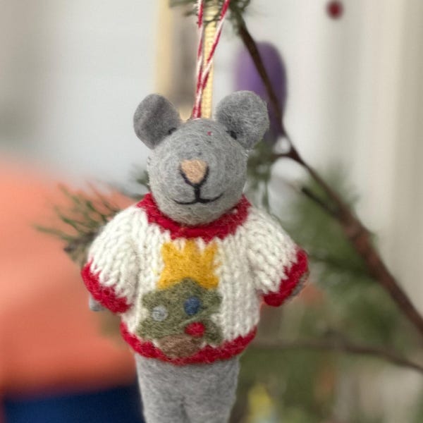 Ugly Sweater Mouse Ornaments | Christmas Mouse Felt Ornament | Felted ...