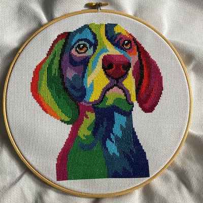 Rainbow German Shorthaired Pointer Cross Stitch Pattern Abstract ...