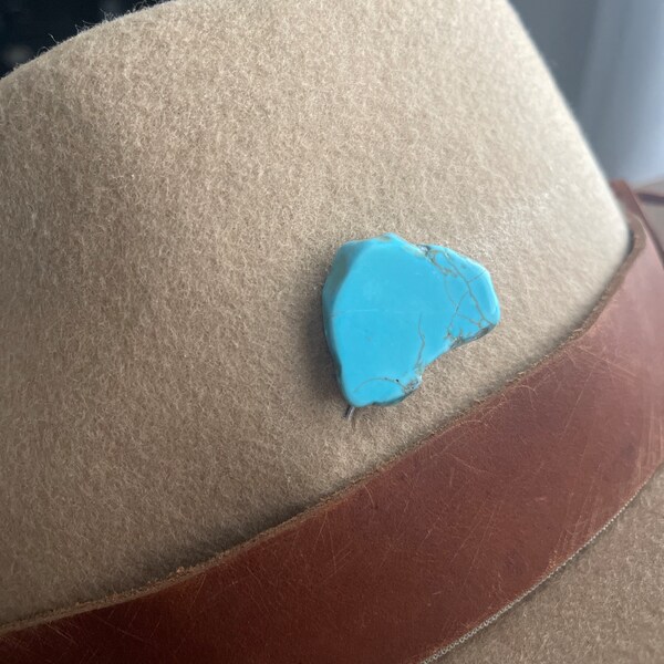 Turquoise Slab Stainless Steel Lapel / Hat Pin | Cowgirl Western Hat ...