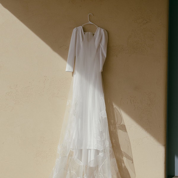 LILLY /chapel Organza Floral Veil/ Custom Veil/ Chapel Wedding Veil ...