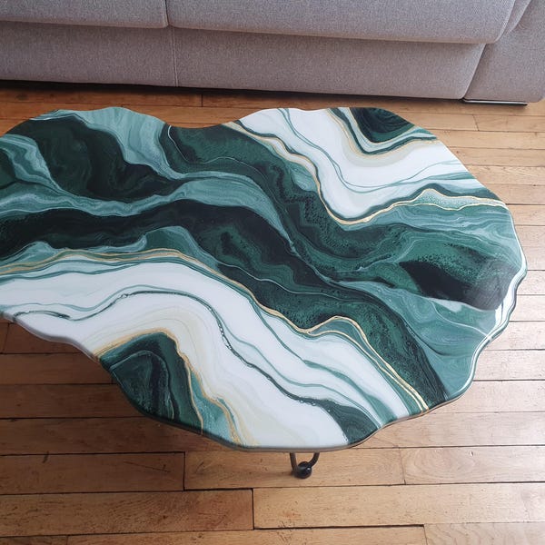 Navy Blue Coffee Table, Epoxy Resin Coffee Table, Unique Coffee Table ...