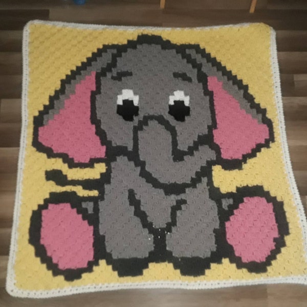Baby Elephant C2C Crochet Baby Blanket Lap Afghan Pattern: Graph ...