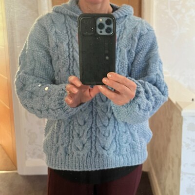 Easy Garter Stitch Woman's Chunky Edge to Edge Jacket Cardigan Pockets ...