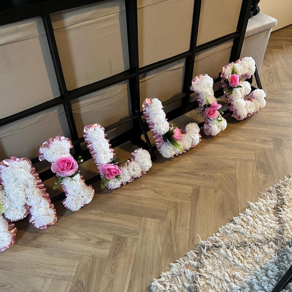 NAN WREATH - White With Yellow or ANY 3 Letters/colours Custom Funeral ...