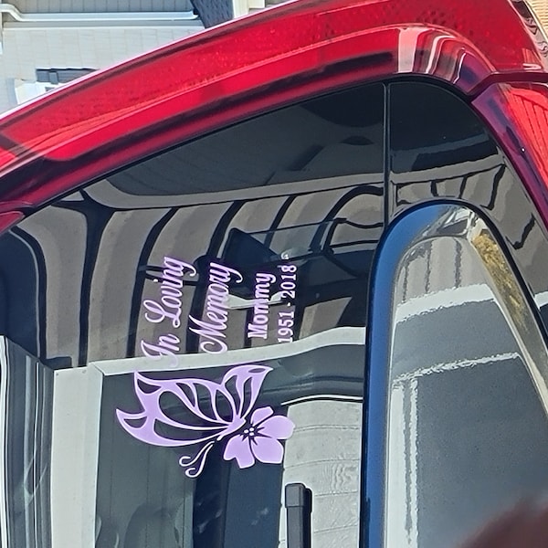 In Loving Memory Butterfly Car Decal, Personalized Memorial Window ...