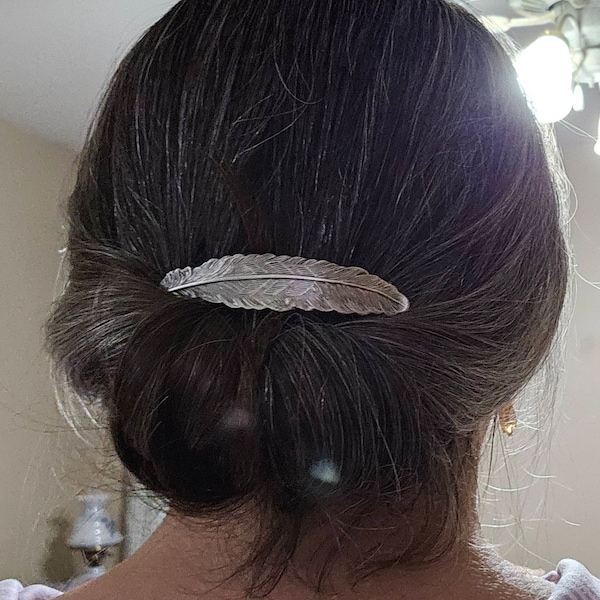 FEATHER FRENCH BARRETTE 70MM- Barrettes and Clips- Feather Hair ...