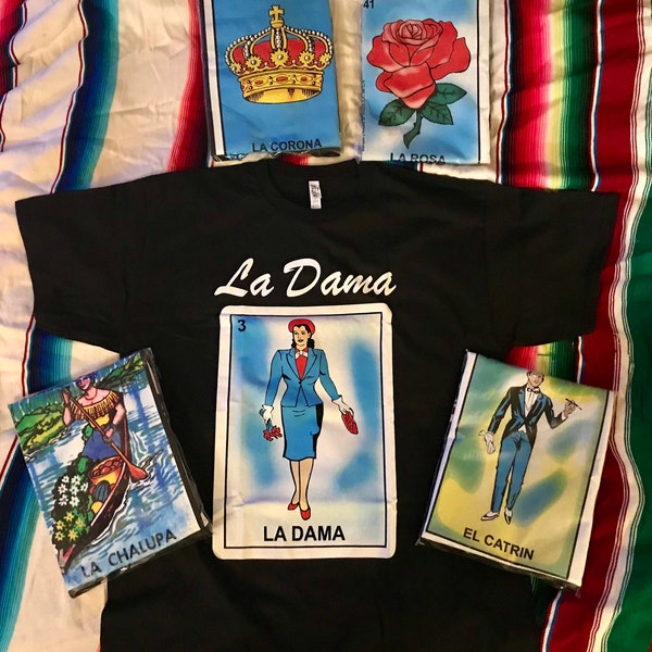 Los Tacos Loteria Mexican Bingo T-shirt Novelty Funny Family Tee Black ...