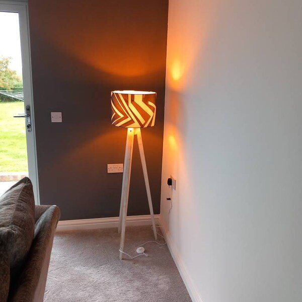 Ochre Lampshade Botanical Scandi Leaf Pattern With Gold Silver or Plain ...