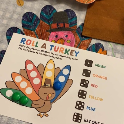 PRINTABLE Thanksgiving Roll A Turkey Game for Kids Thanksgiving Kids ...